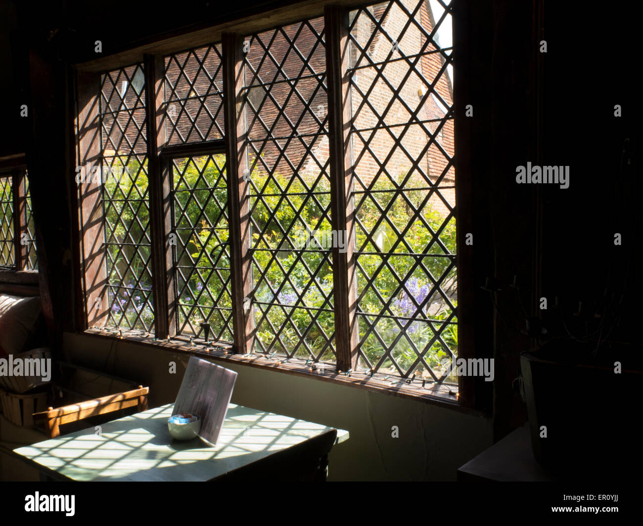 Leaded window in medieval building Stock Photo - Alamy