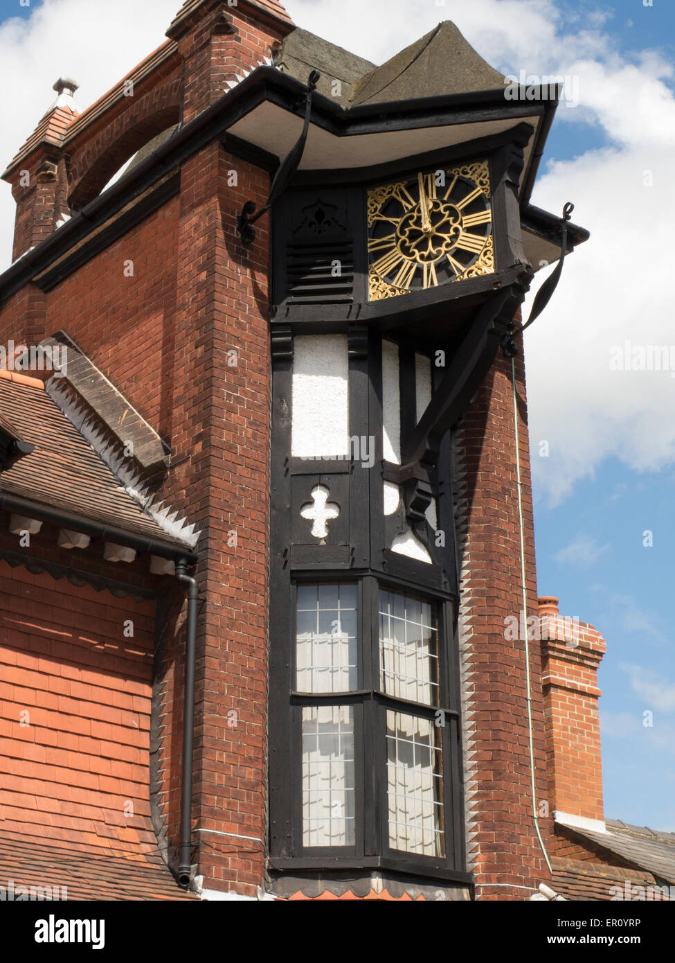 Clock on Timbered frontage Lewes East Sussex UK Stock Photo - Alamy