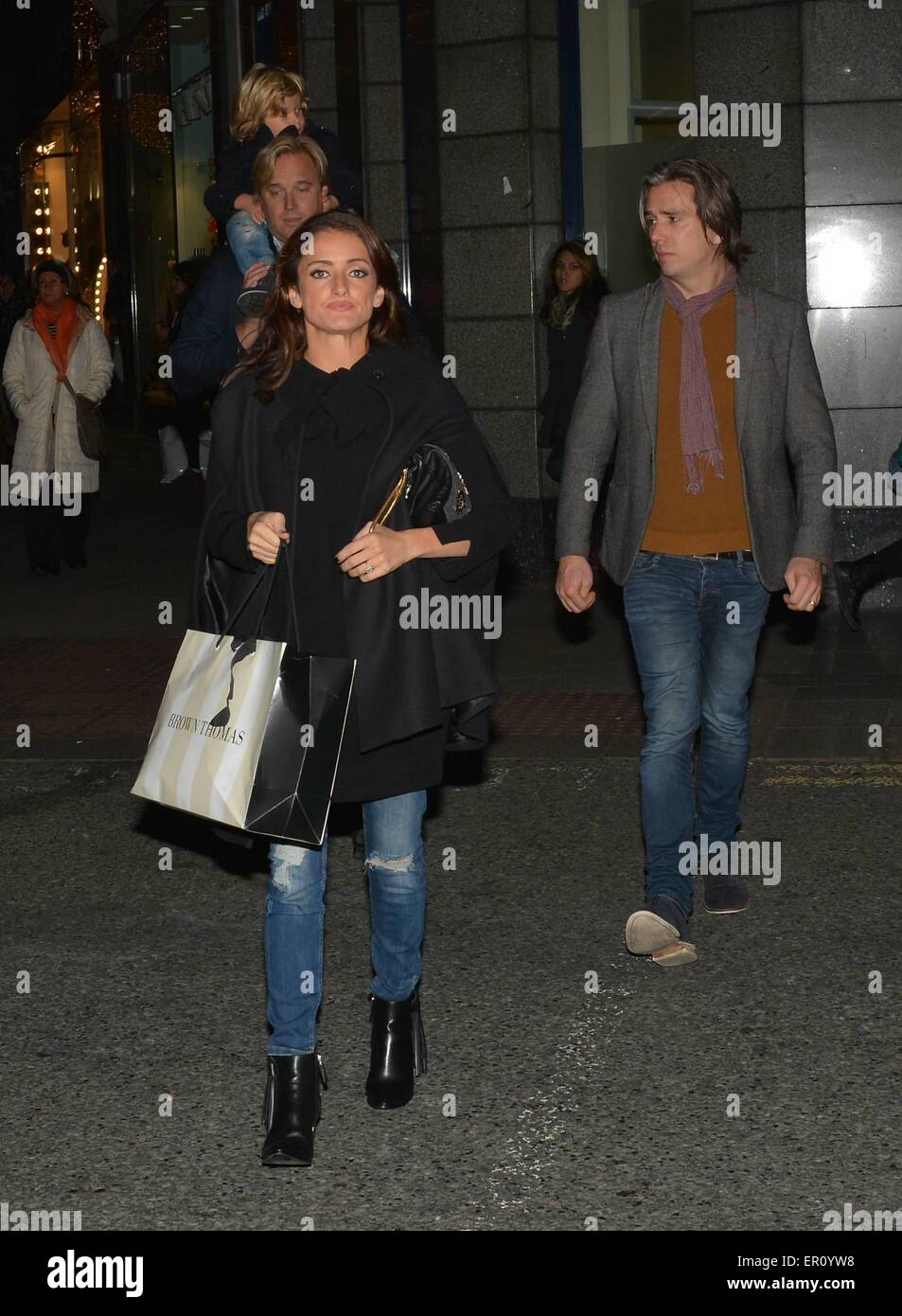 Socialite Virginia Macari walking on Grafton Street with her husband ...