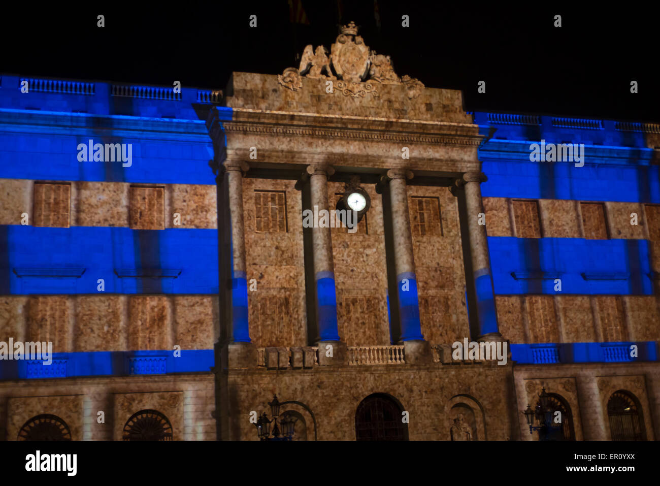 Barcelona City Hall creatively illuminated by artists during the ...