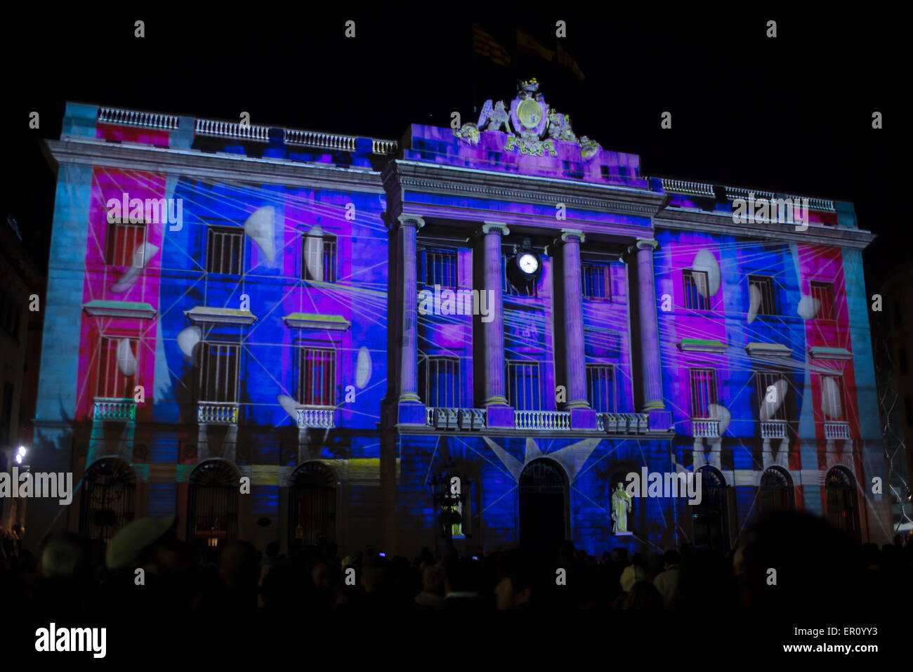 Barcelona City Hall creatively illuminated by artists during the ...