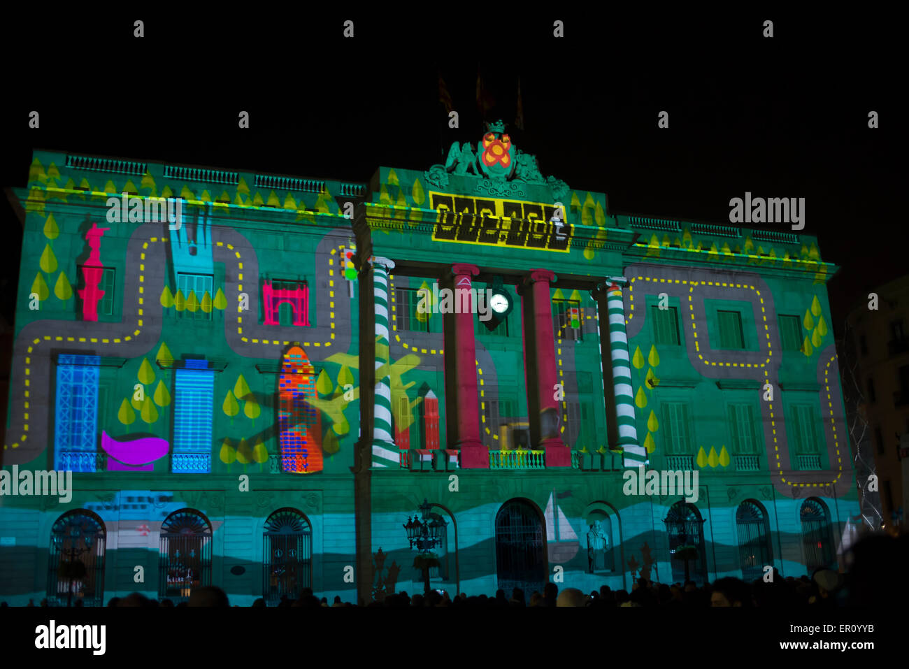 Barcelona City Hall creatively illuminated by artists during the ...