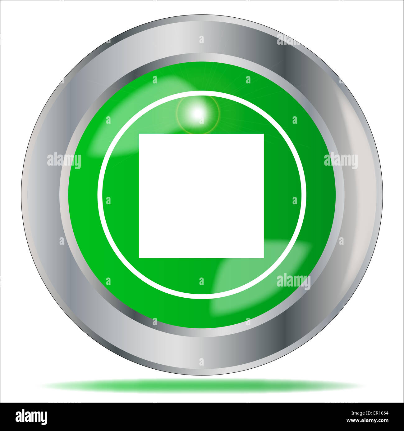 A large green Stop symbol button over a white background Stock Photo ...