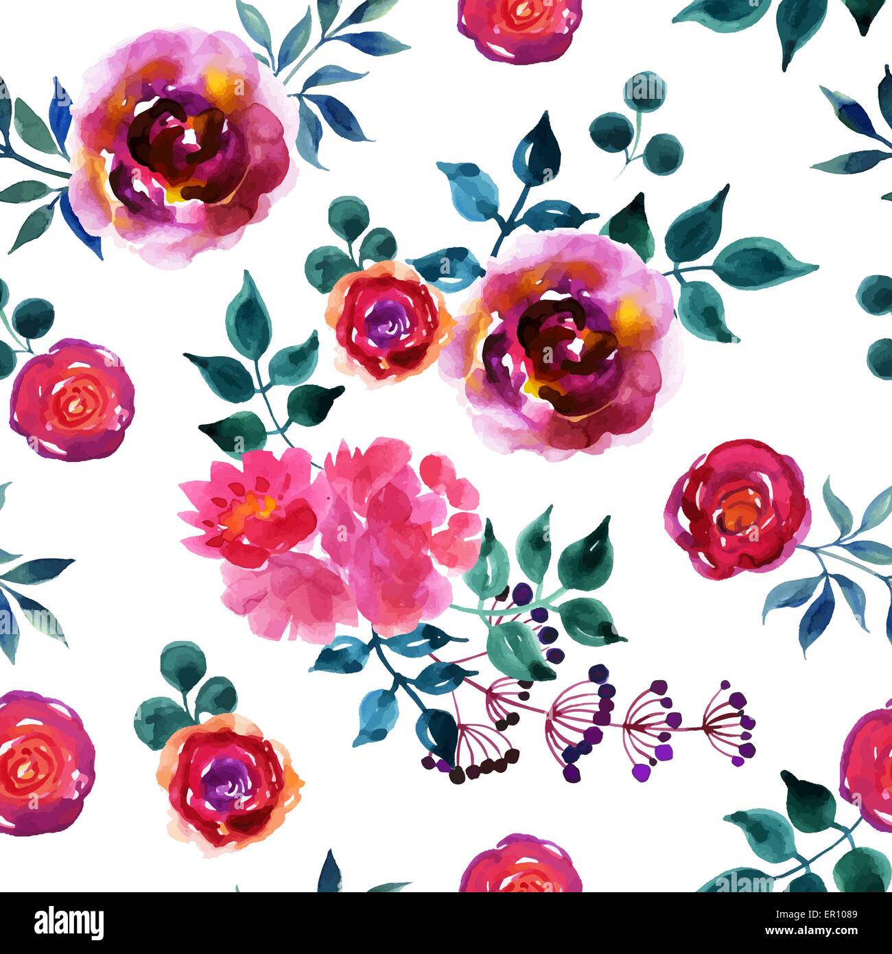 Red blooming rose flowers Stock Vector Images - Alamy