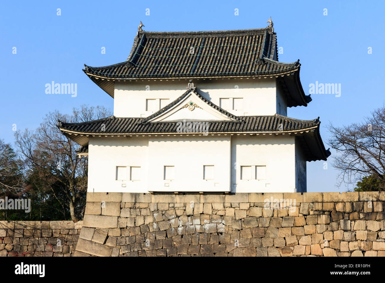 The Rokuban yagura, a two level turret atop of the high Ishigaki stone ...