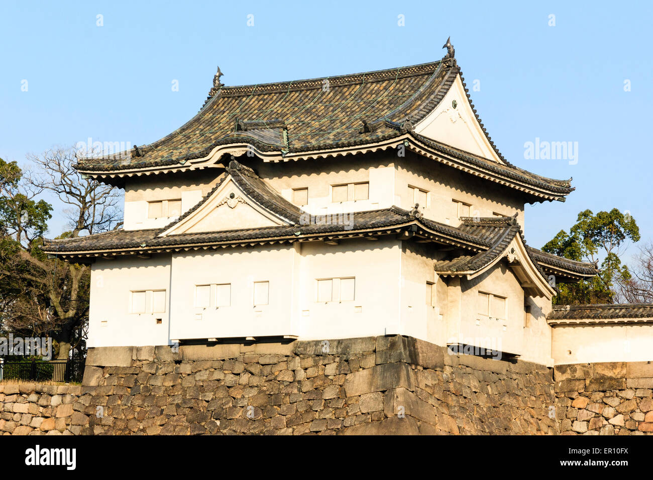 The sengan yagura, a two level turret on top of the massive ishigaki ...