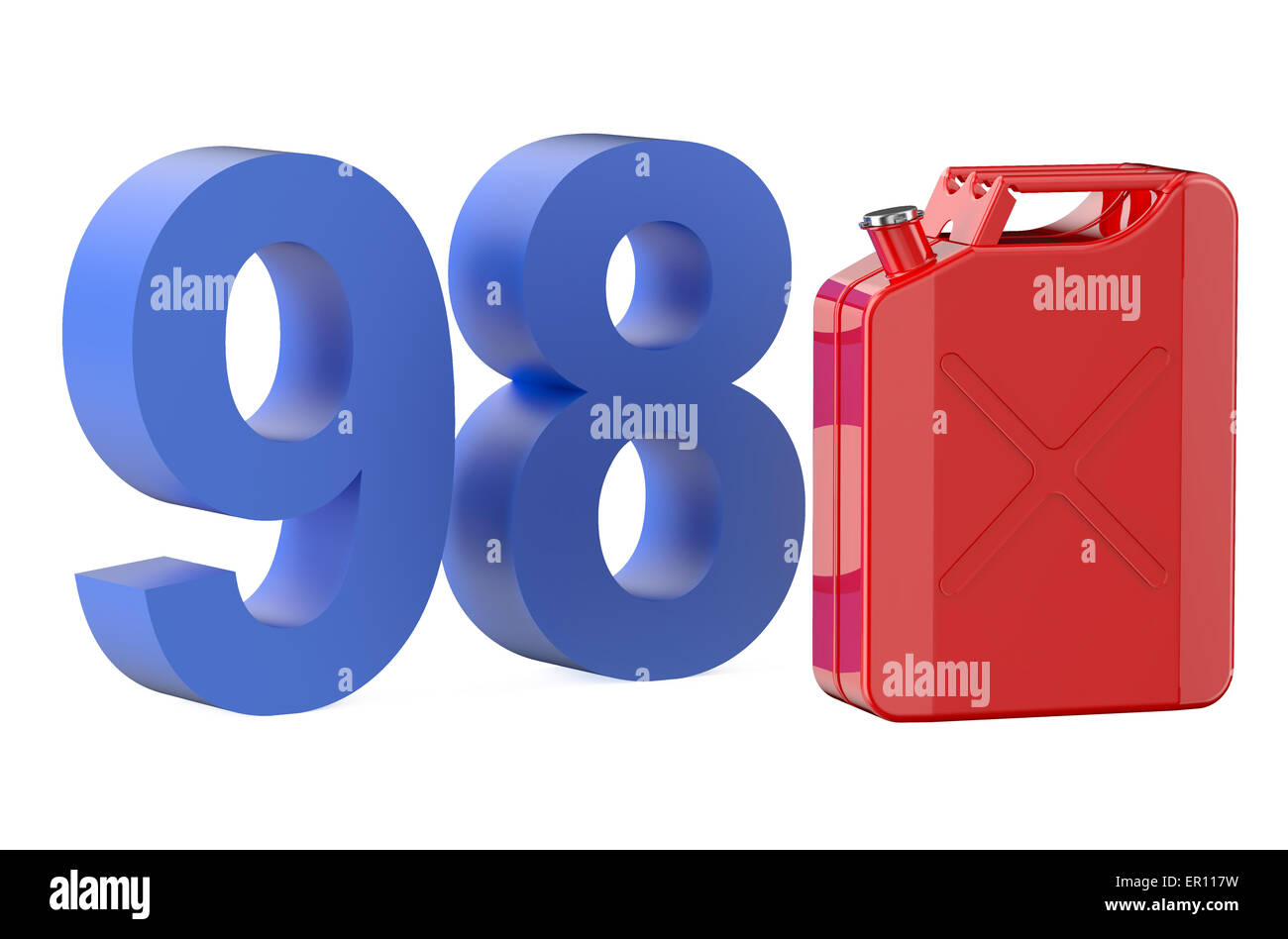 steel red jerrycan with 98 gasoline isolated on white background Stock ...
