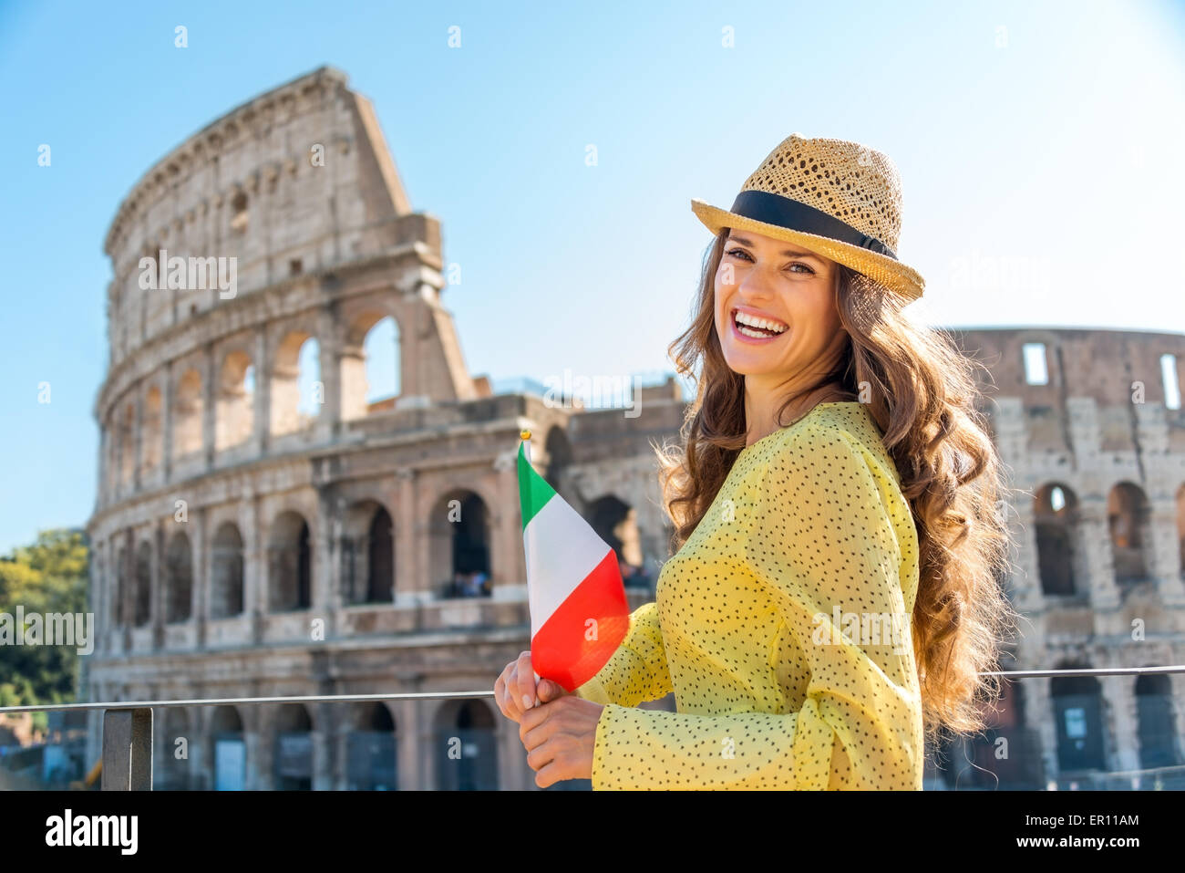 Woman holding italian flag hi-res stock photography and images - Alamy