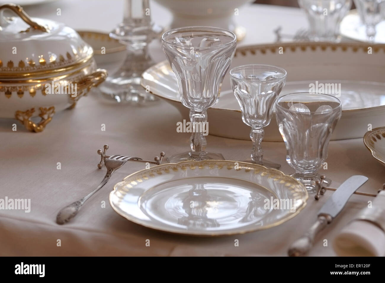 Table setting in Chaimas Frenkelis Villa Museum built in 1908 by major ...