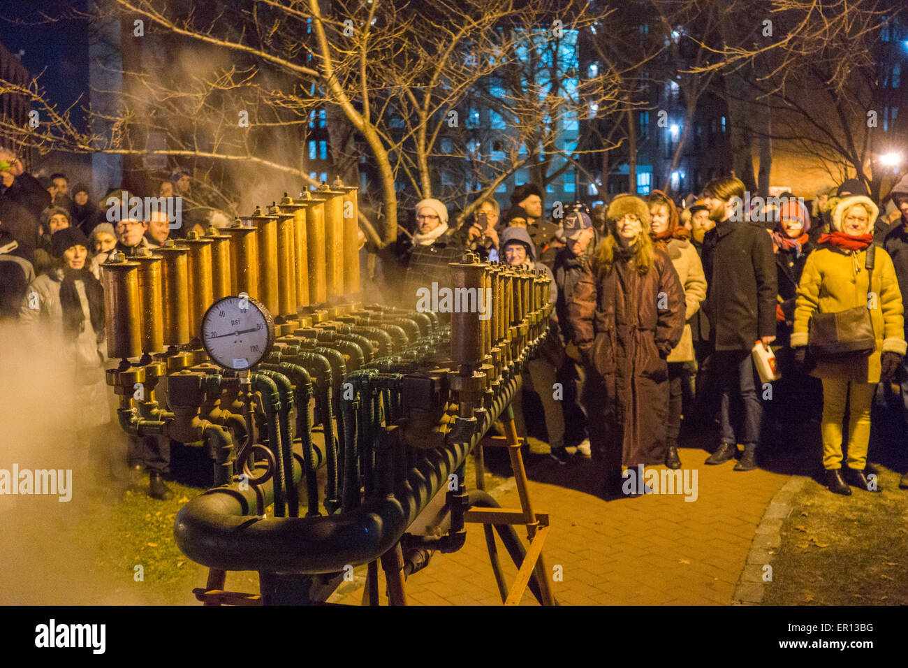 New Years Eve celebration with steam engine outside at Pratt Institute ...