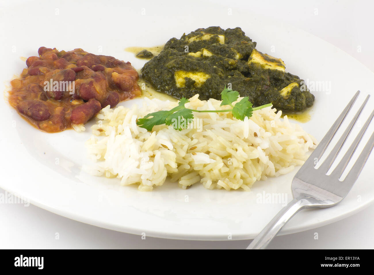 Sag Paneer - authentic Indian food with basmati rice and bean curry ...