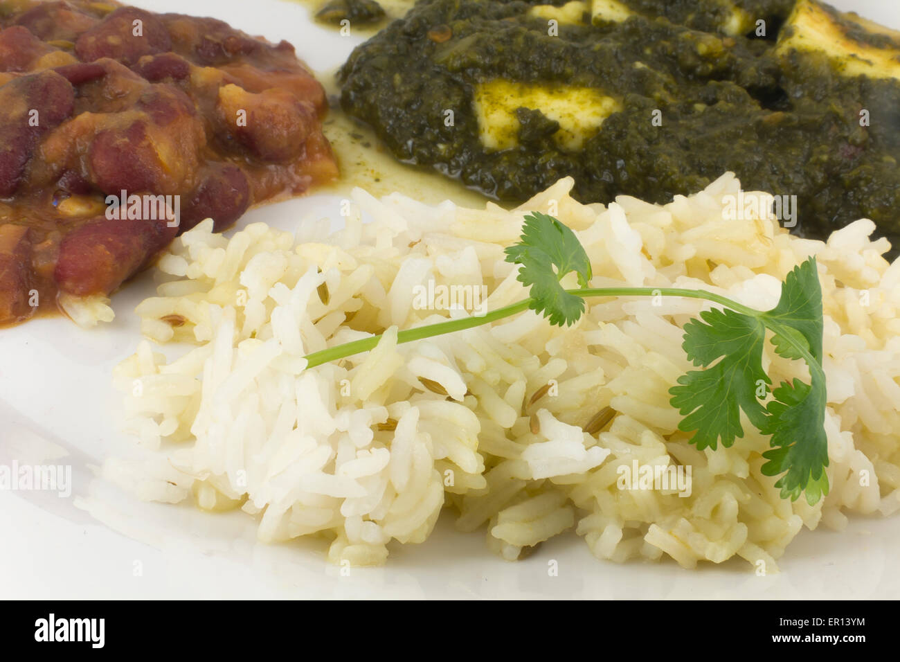 Sag Paneer - authentic Indian food with basmati rice and bean curry ...