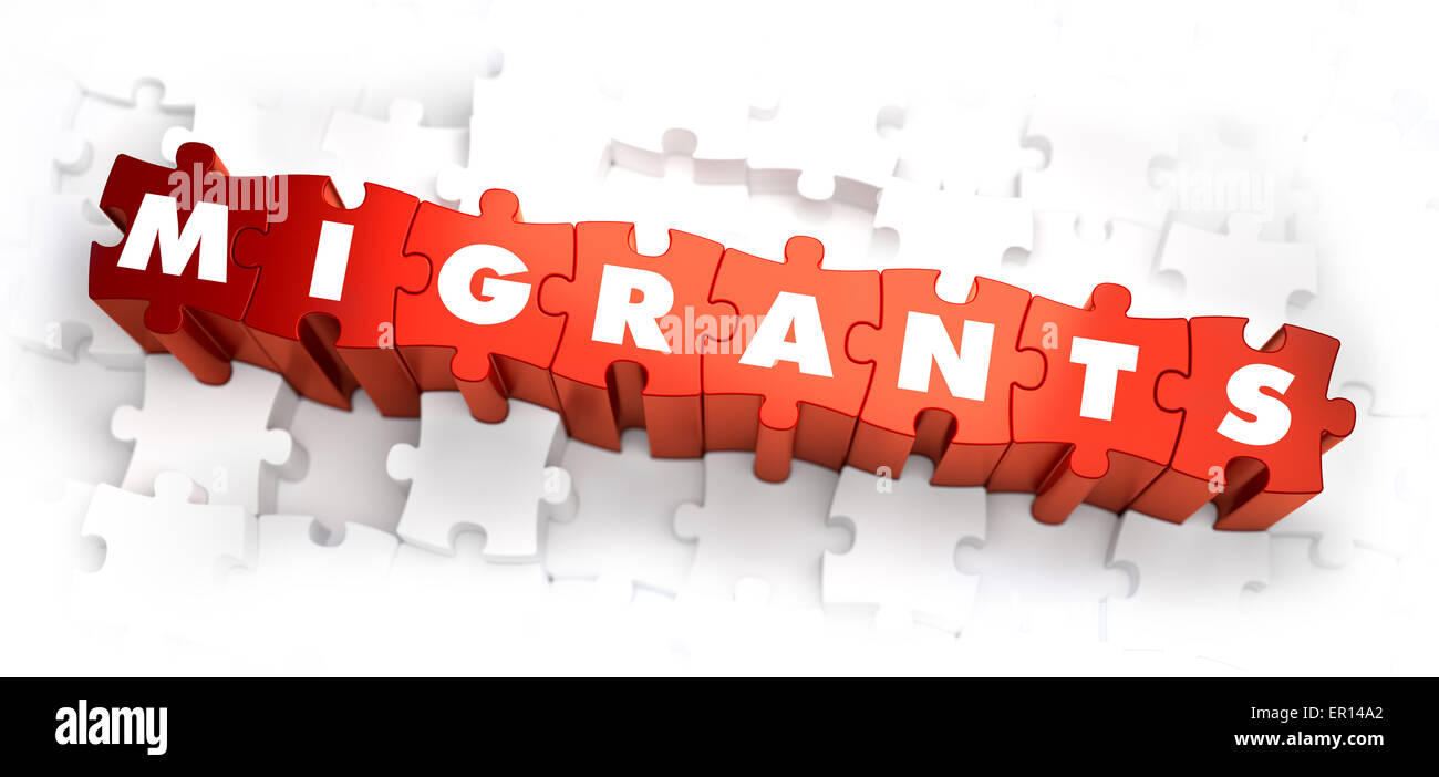 Migrants - Text on Red Puzzles Stock Photo - Alamy Migrants - Text on Red Puzzles Stock Photo - Alamy