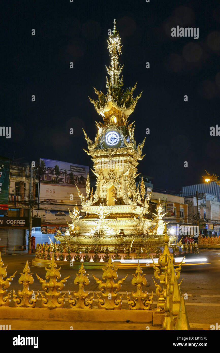 Golden Clock Tower, Chiang Rai, Thailand Stock Photo - Alamy