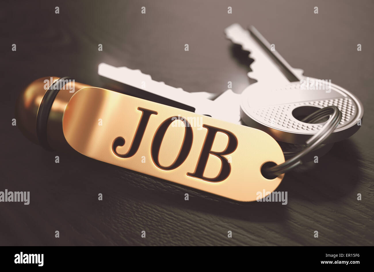 Job written on Golden Keyring Stock Photo - Alamy