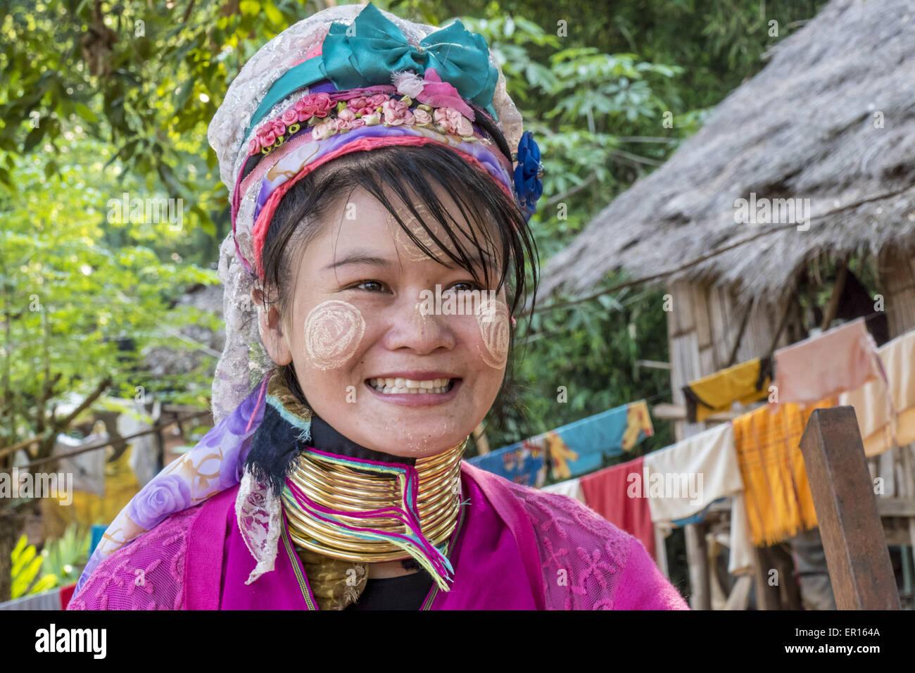 Young Long Neck Woman Stock Photo - Alamy
