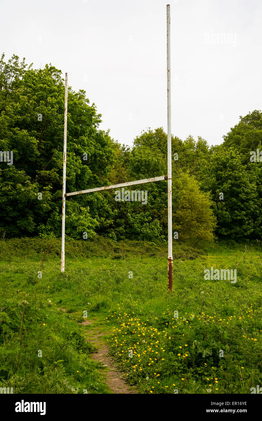 Rusty Rugby Post Stock Photo - Alamy