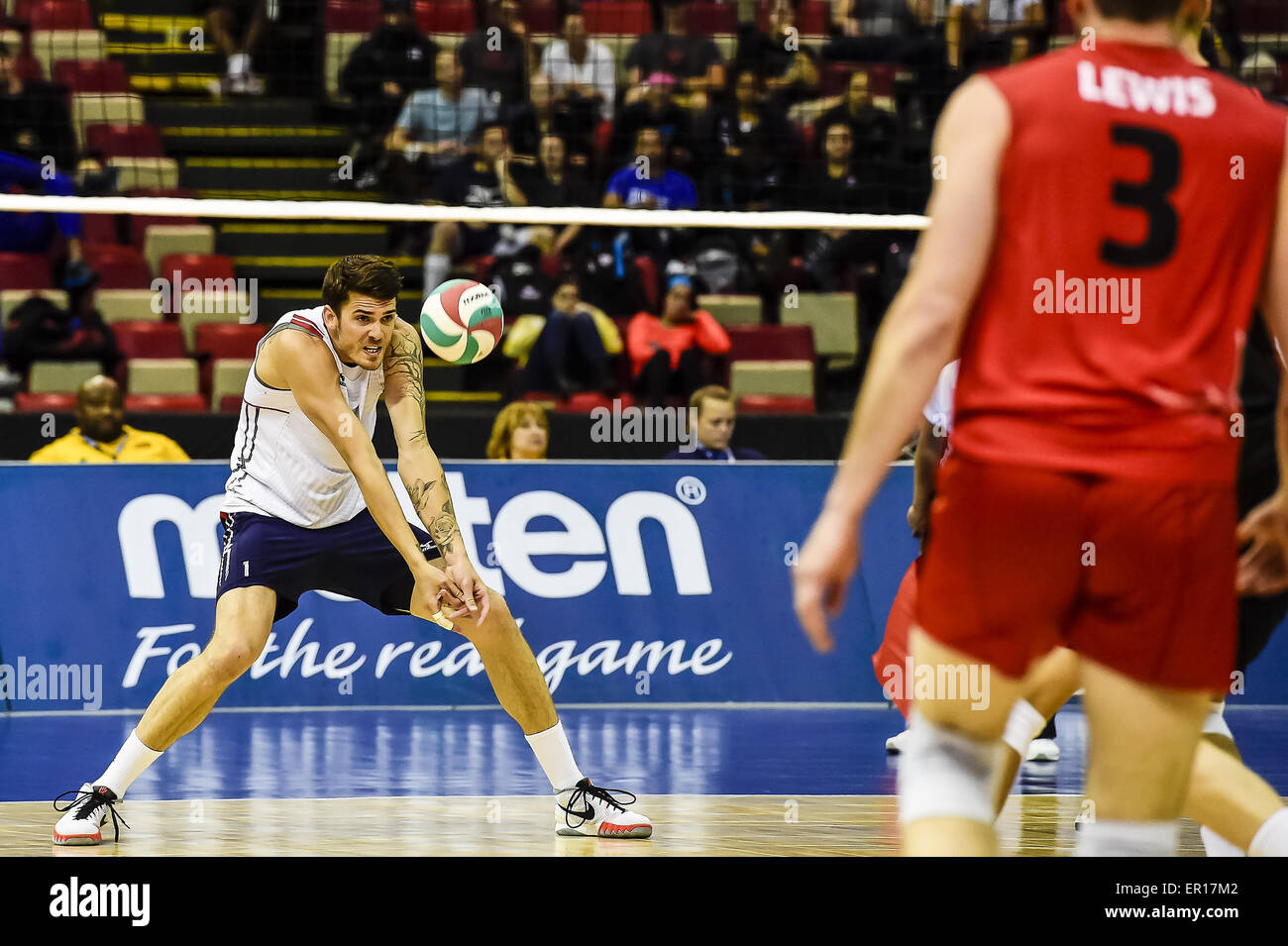 Detroit, Michigan, USA. 24th May, 2015. Matthew Anderson #1 (USA) digs ...