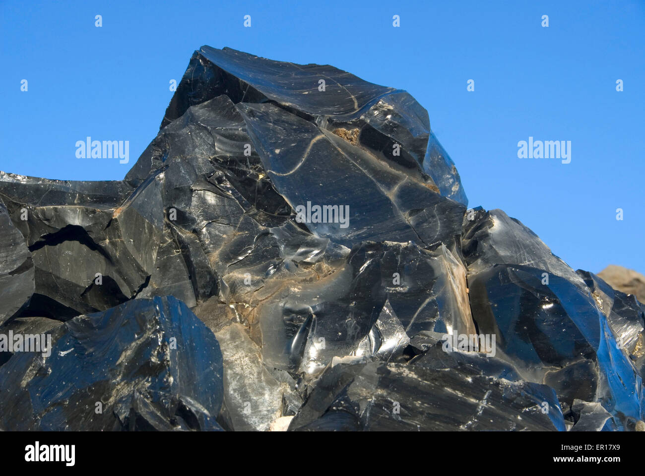 Obsidian along Obsidian Flow Trail, Newberry National Volcanic Monument, Oregon Stock Photo - Alamy