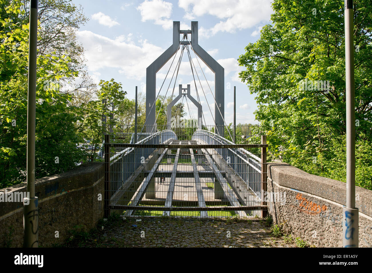 Nuremberg, Germany. 07th May, 2015. A bridge for pedestrians and ...
