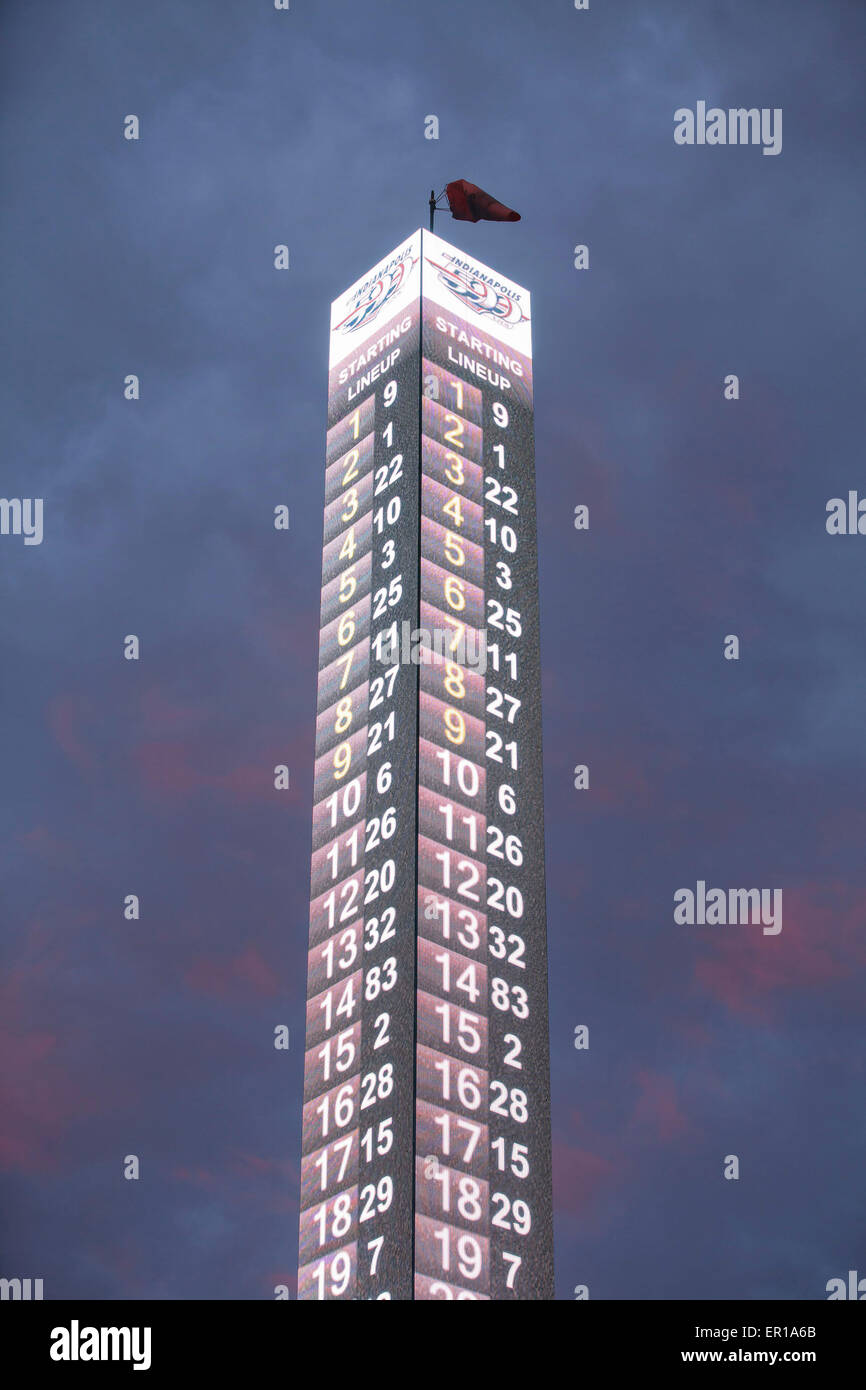 Indianapolis, Indiana, USA. 24th May, 2015. A view of the scoring pylon ...