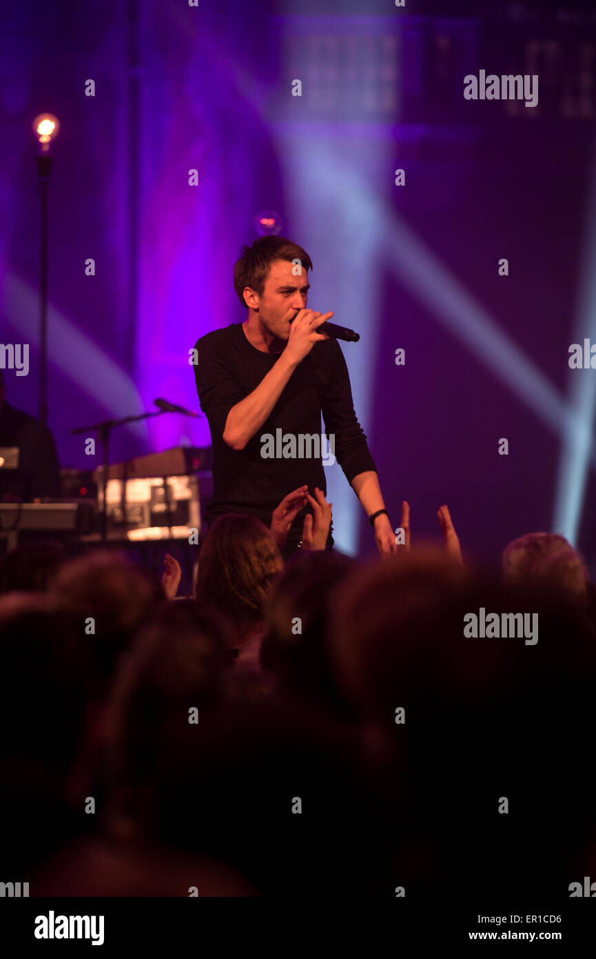 German singer Clueso performing live at Arne-Jacobsen-Foyer as part of ...