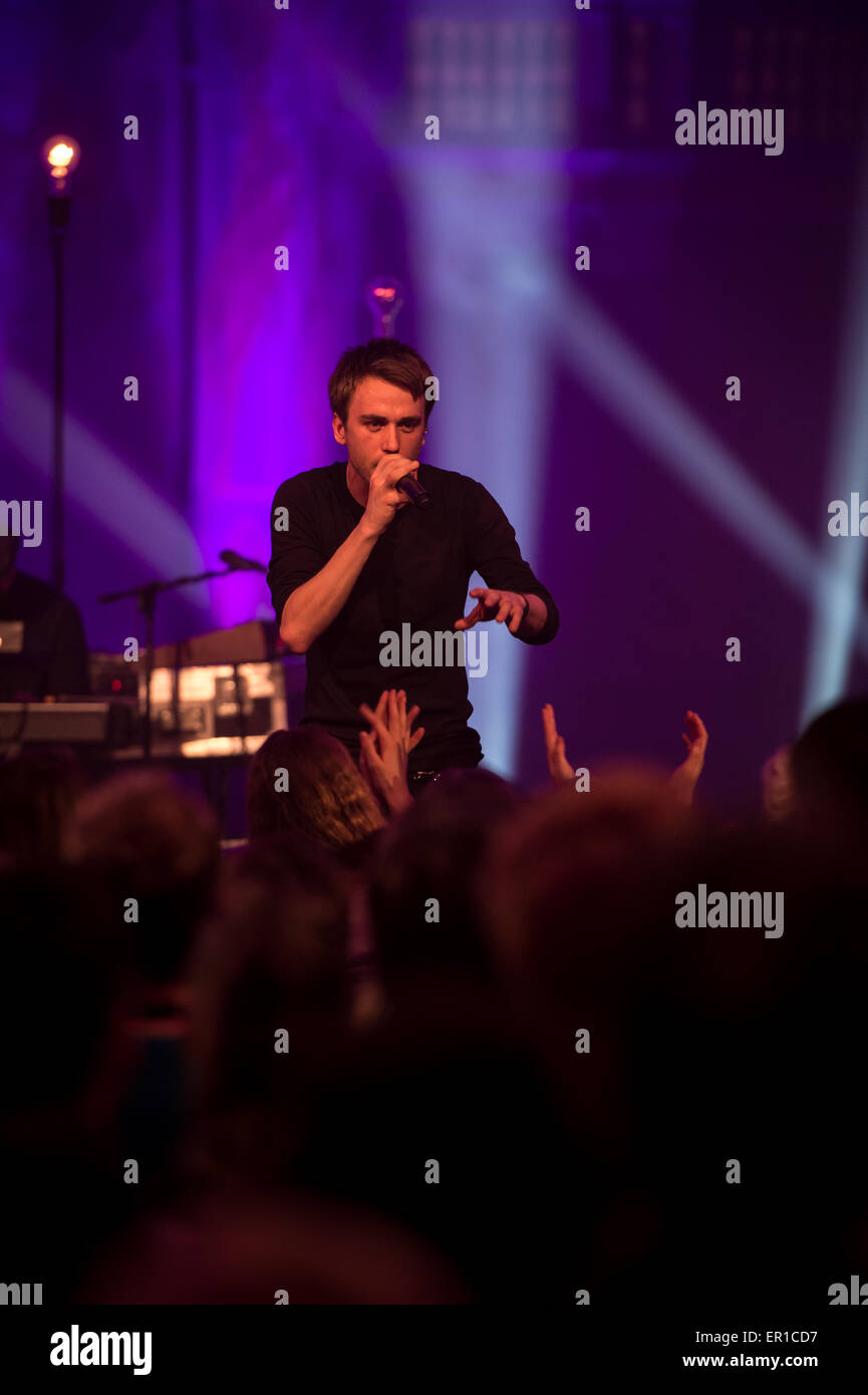 German singer Clueso performing live at Arne-Jacobsen-Foyer as part of ...