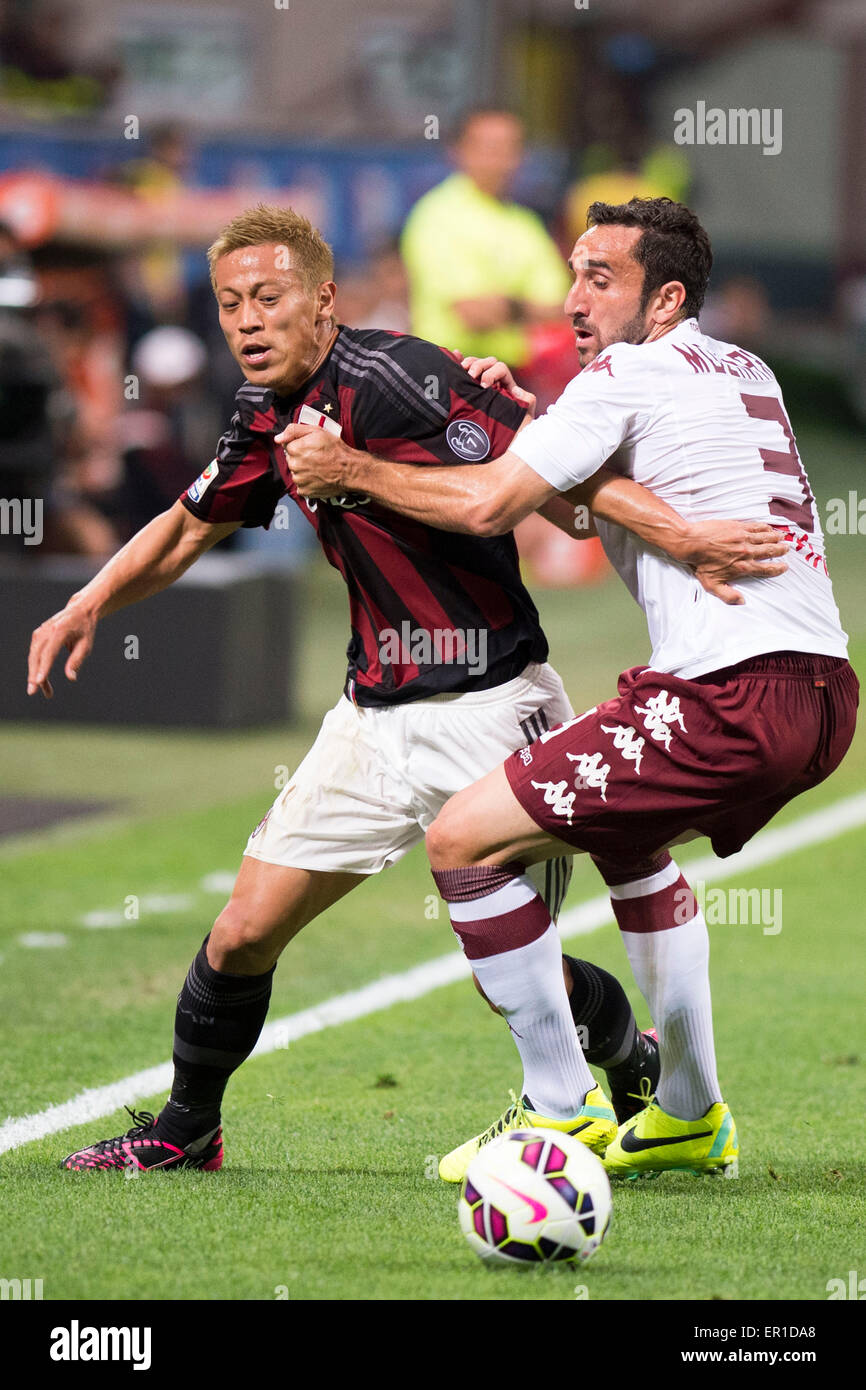 Milan, Italy. 24th May, 2015. Keisuke Honda (Milan), Cristian Molinaro ...