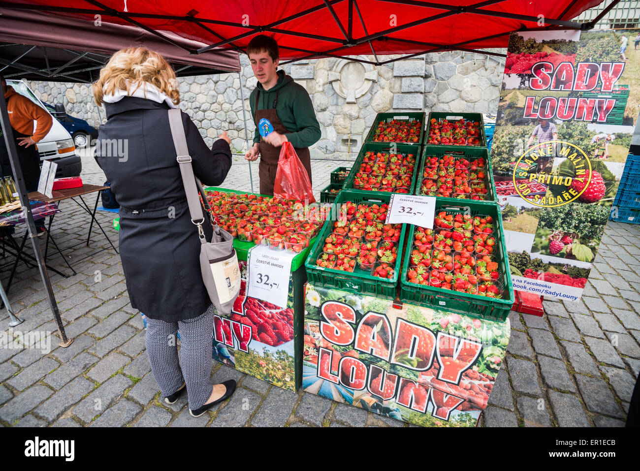 Prague street market on the bank of river Vltava, Prague, Czech ...