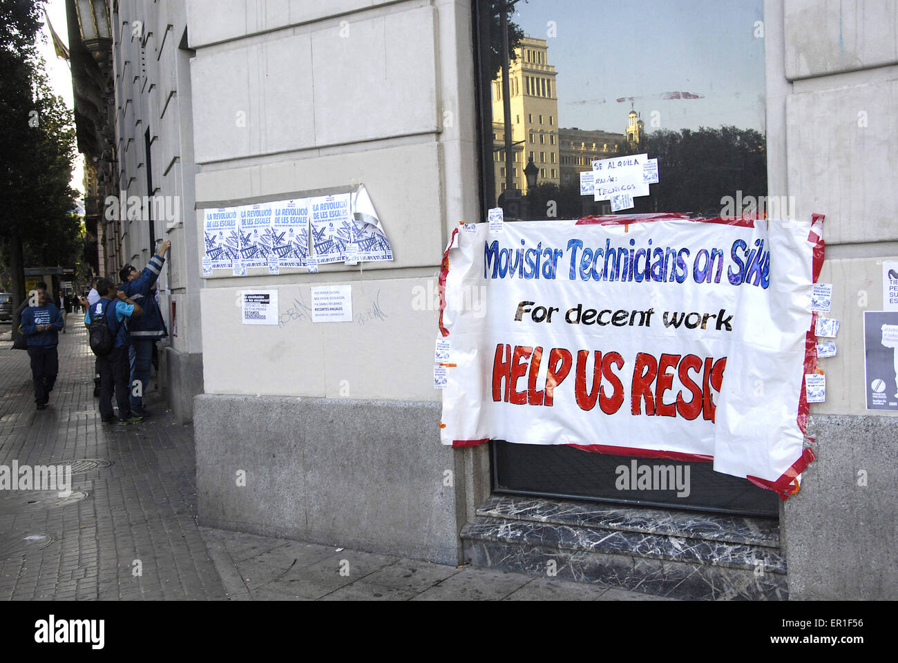 Barcelona, Spain. 25th May, 2015. Movistar telefonica compnay workers ...