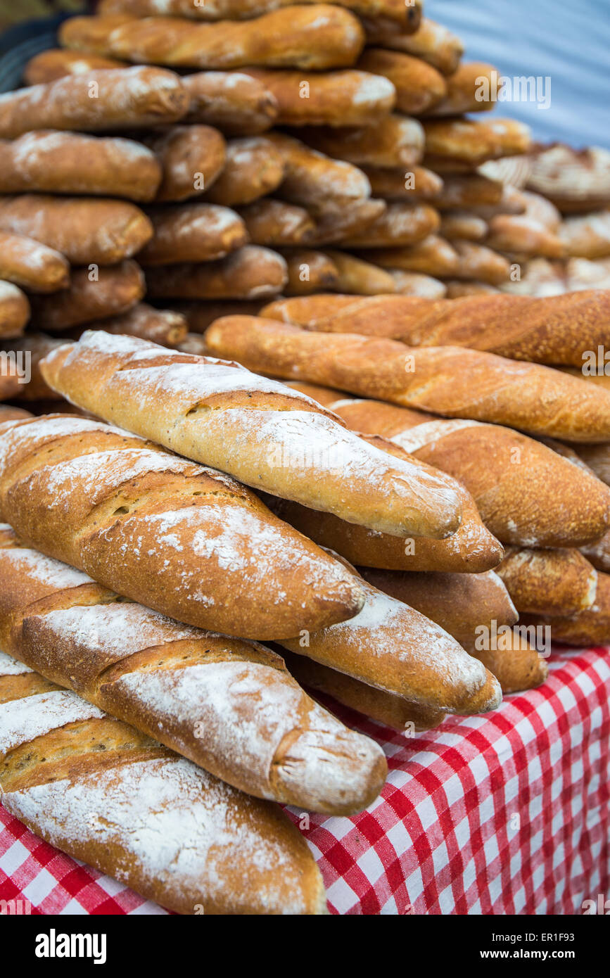 closeup of the fresh baguette on the market Stock Photo - Alamy