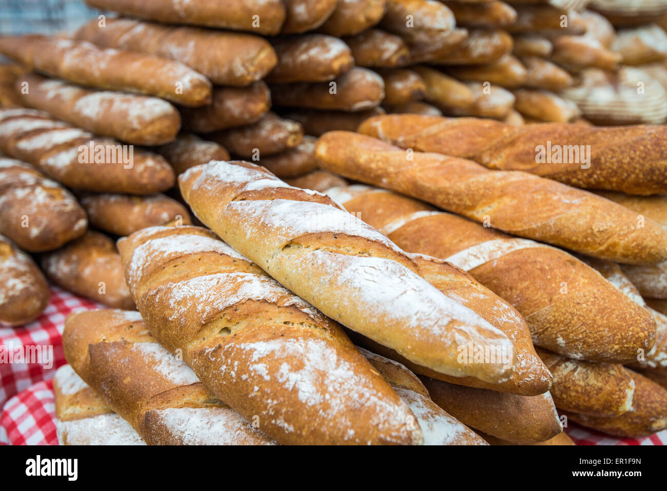 closeup of the fresh baguette on the market Stock Photo - Alamy