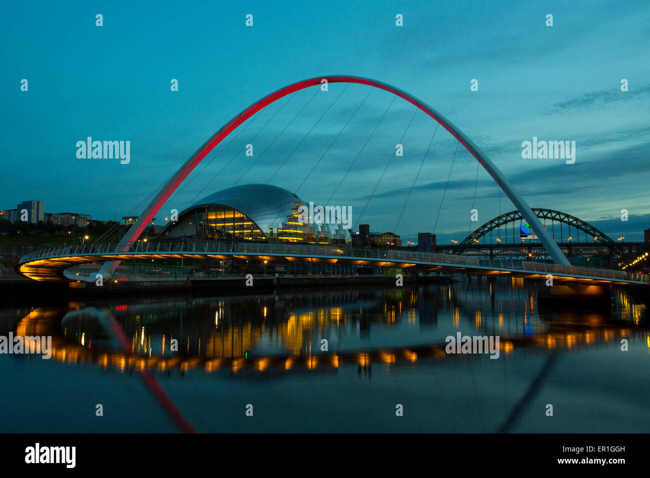 The Gateshead Millennium Bridge on the River Tyne in Newcastle Stock ...