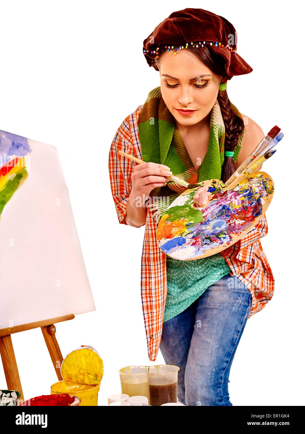 Young artist at work near easel Stock Photo - Alamy
