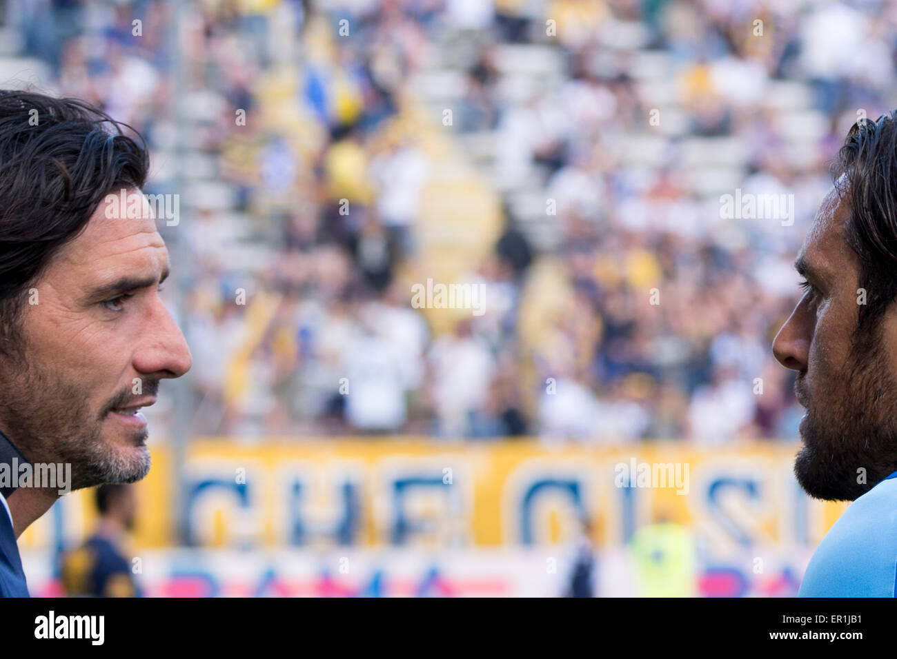 Parma, Italy. 24th May, 2015. Alessandro Lucarelli (Parma), Luca Toni ...