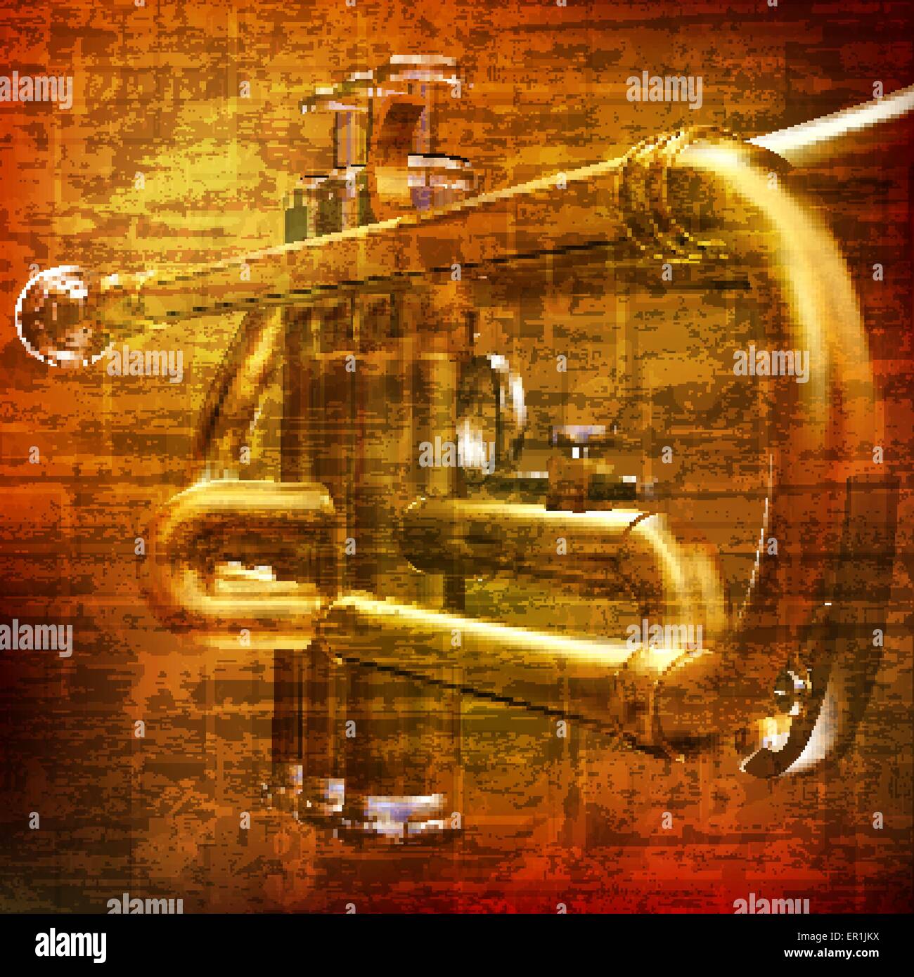 abstract brown grunge vintage sound background with trumpet Stock ...