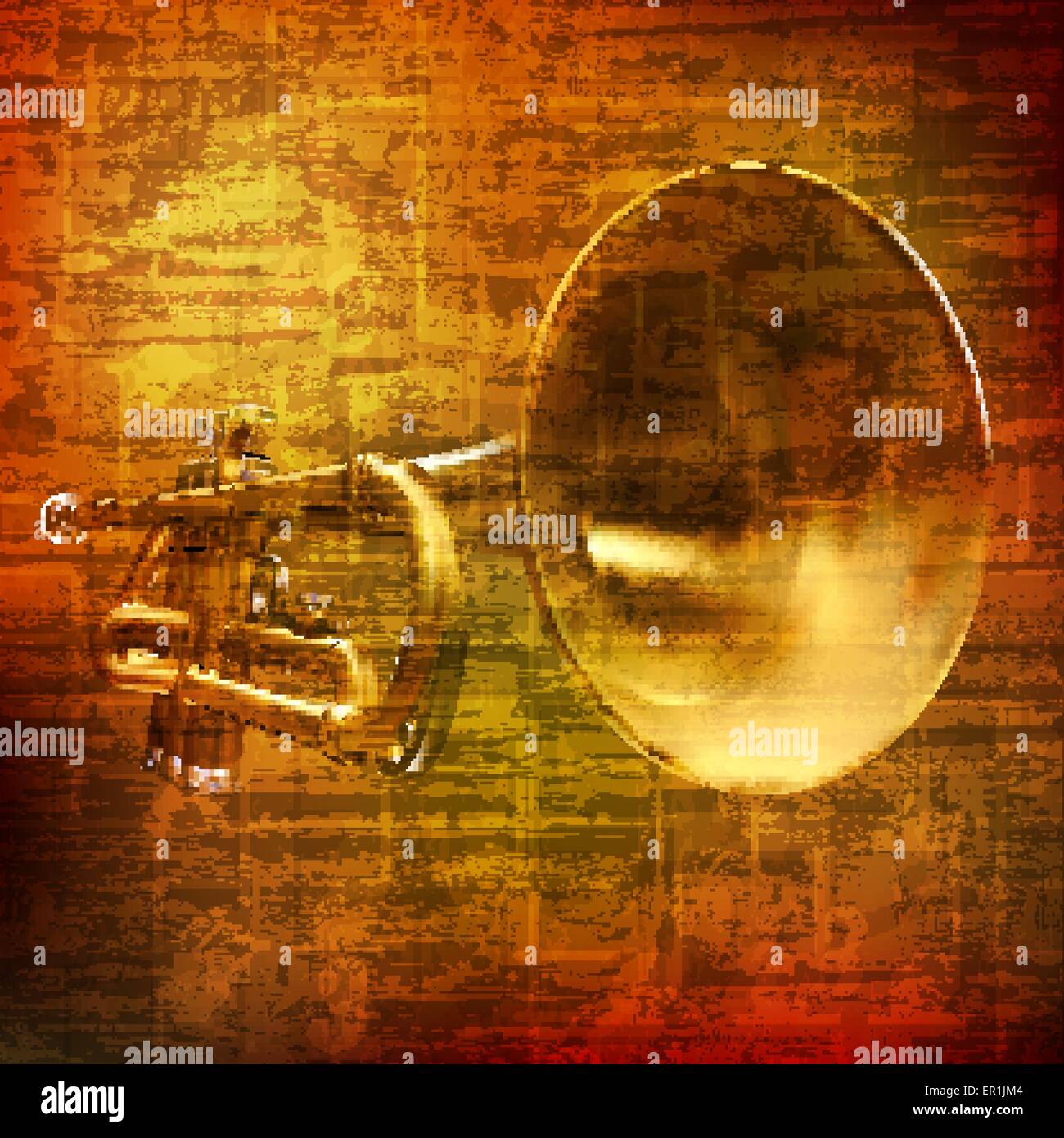 abstract grunge brown vintage sound background with trumpet Stock ...
