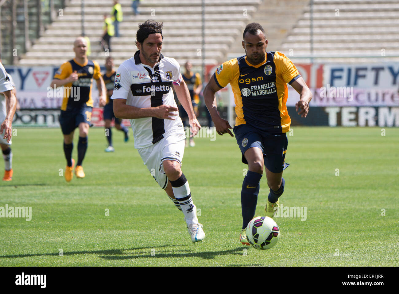 Parma, Italy. 24th May, 2015. Alessandro Lucarelli (Parma), Fernandinho ...