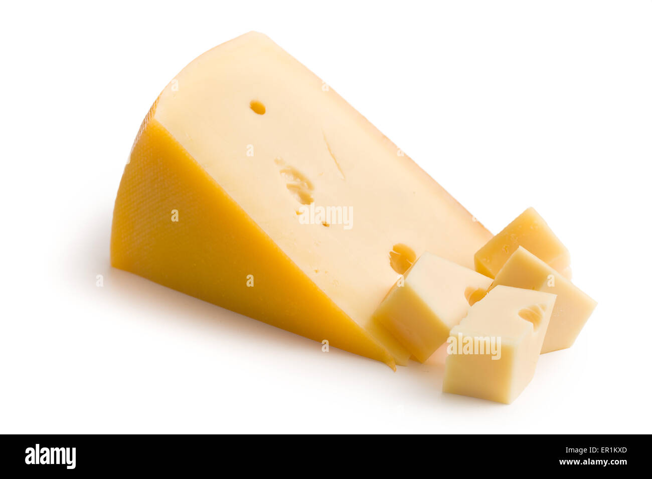 block of edam cheese on white background Stock Photo - Alamy