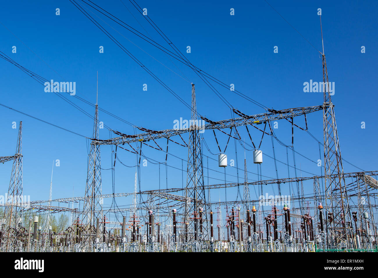 The powerlines at the power station in Poland Opole Stock Photo - Alamy