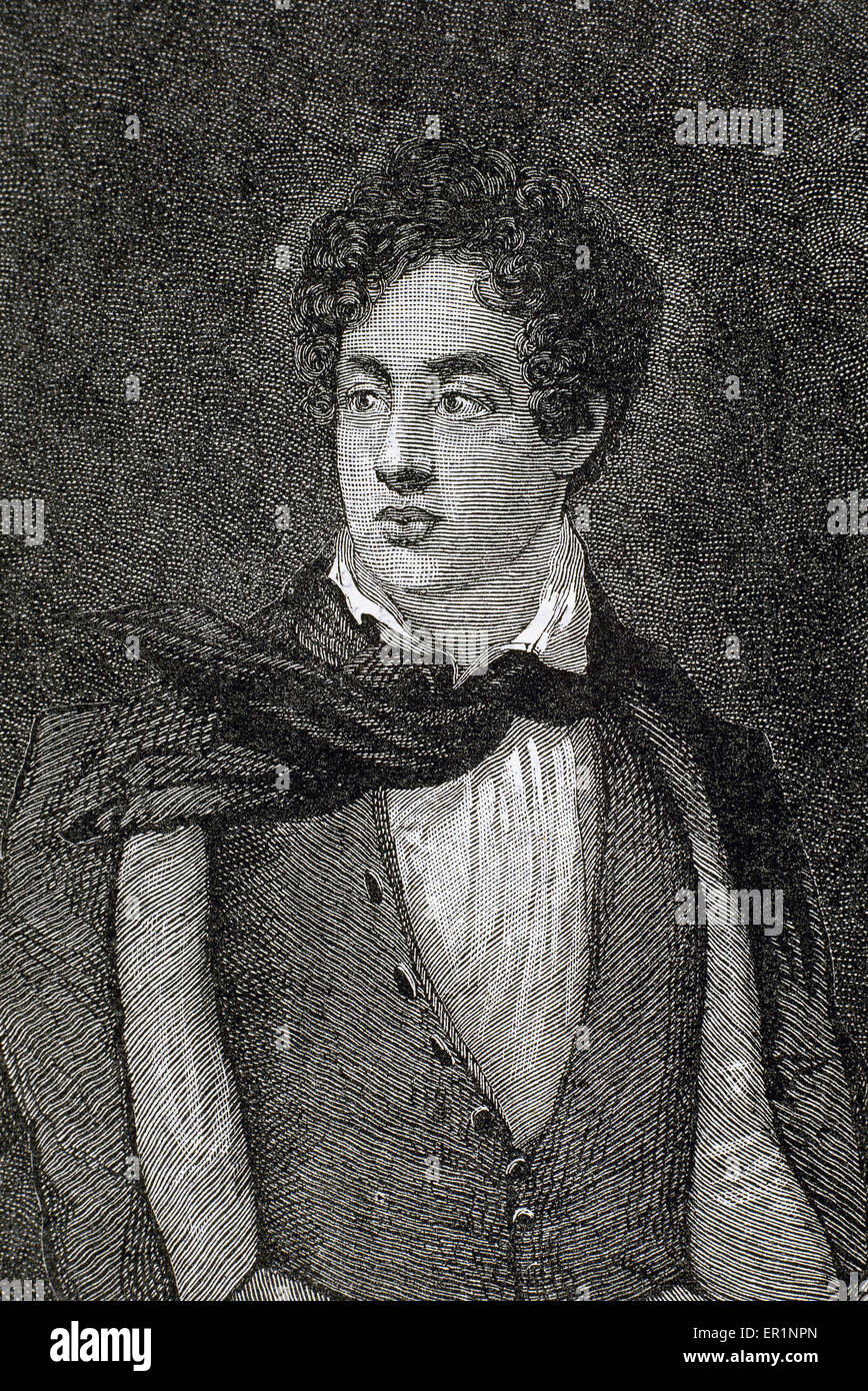 Lord Byron (1788-1824). English poet. Romantic movement. Engraving ...