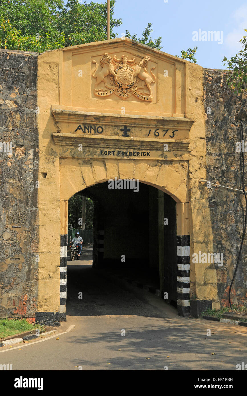 Main gate entrance in walls of historic Fort Frederick, Trincomalee ...