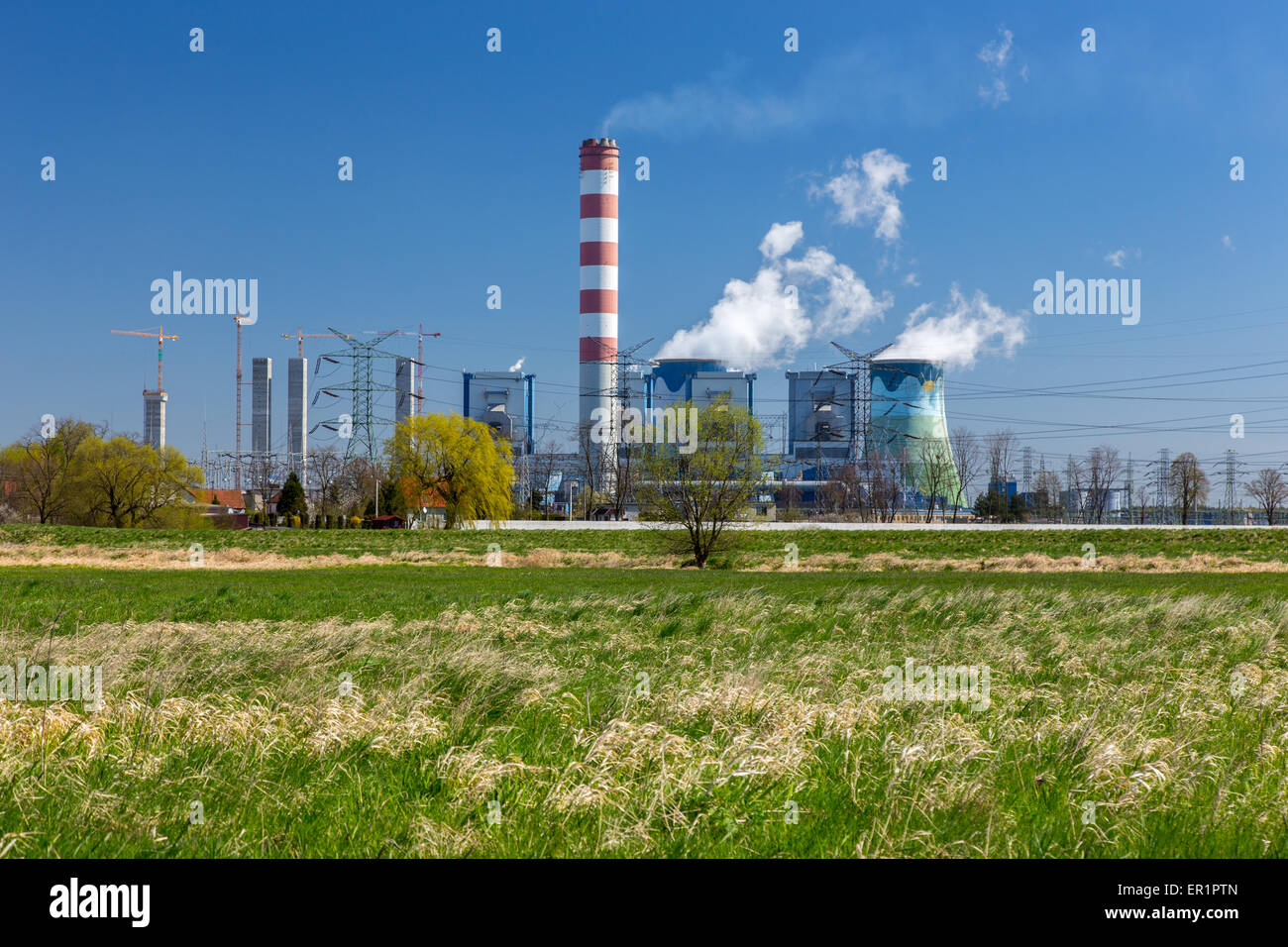 The powerlines at the power station in Poland Opole Stock Photo - Alamy