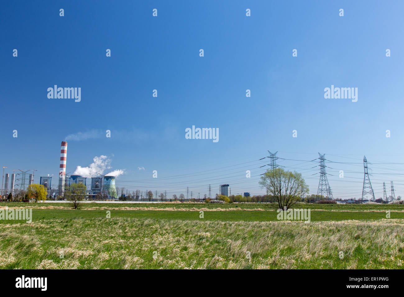 The powerlines at the power station in Poland Opole Stock Photo - Alamy