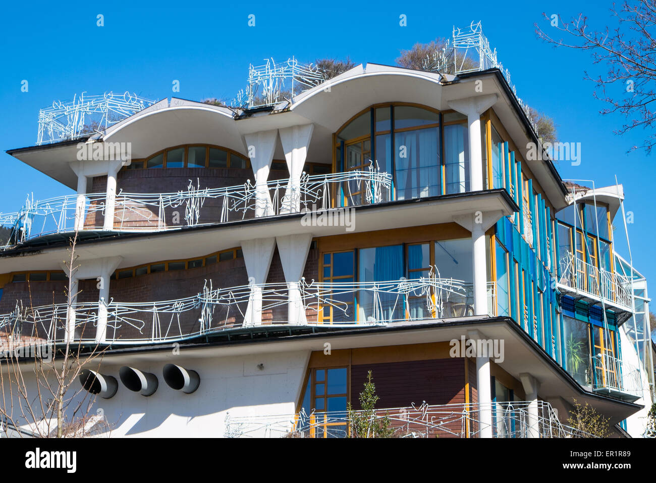 Modern house with big balconies and a lot of windows Stock Photo - Alamy