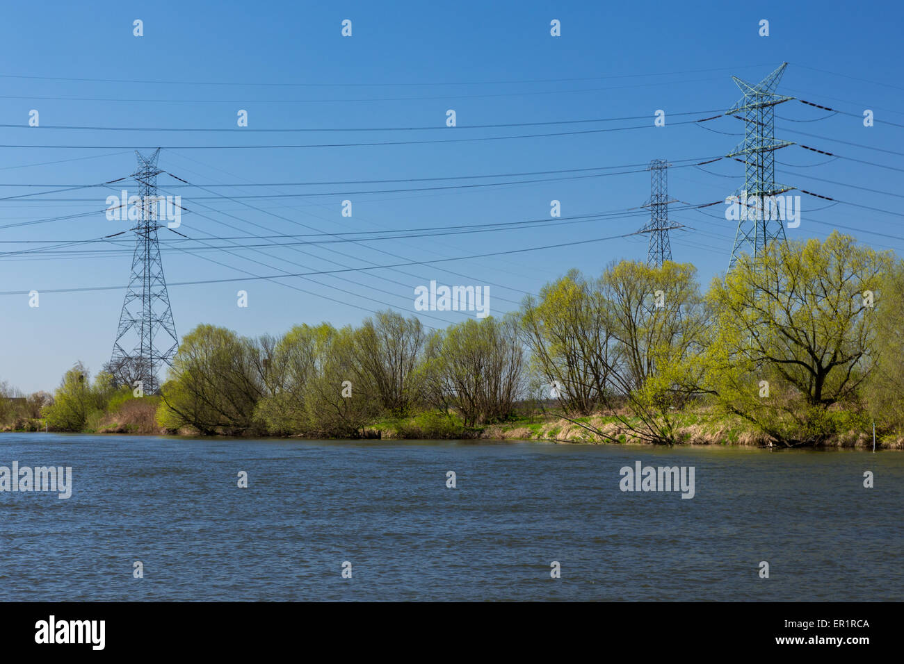 The powerlines at the power station in Poland Opole Stock Photo - Alamy
