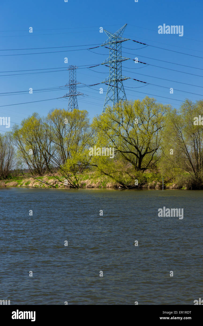 The powerlines at the power station in Poland Opole Stock Photo - Alamy