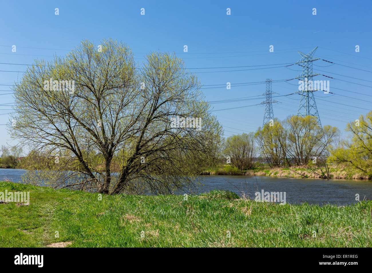 The powerlines at the power station in Poland Opole Stock Photo - Alamy