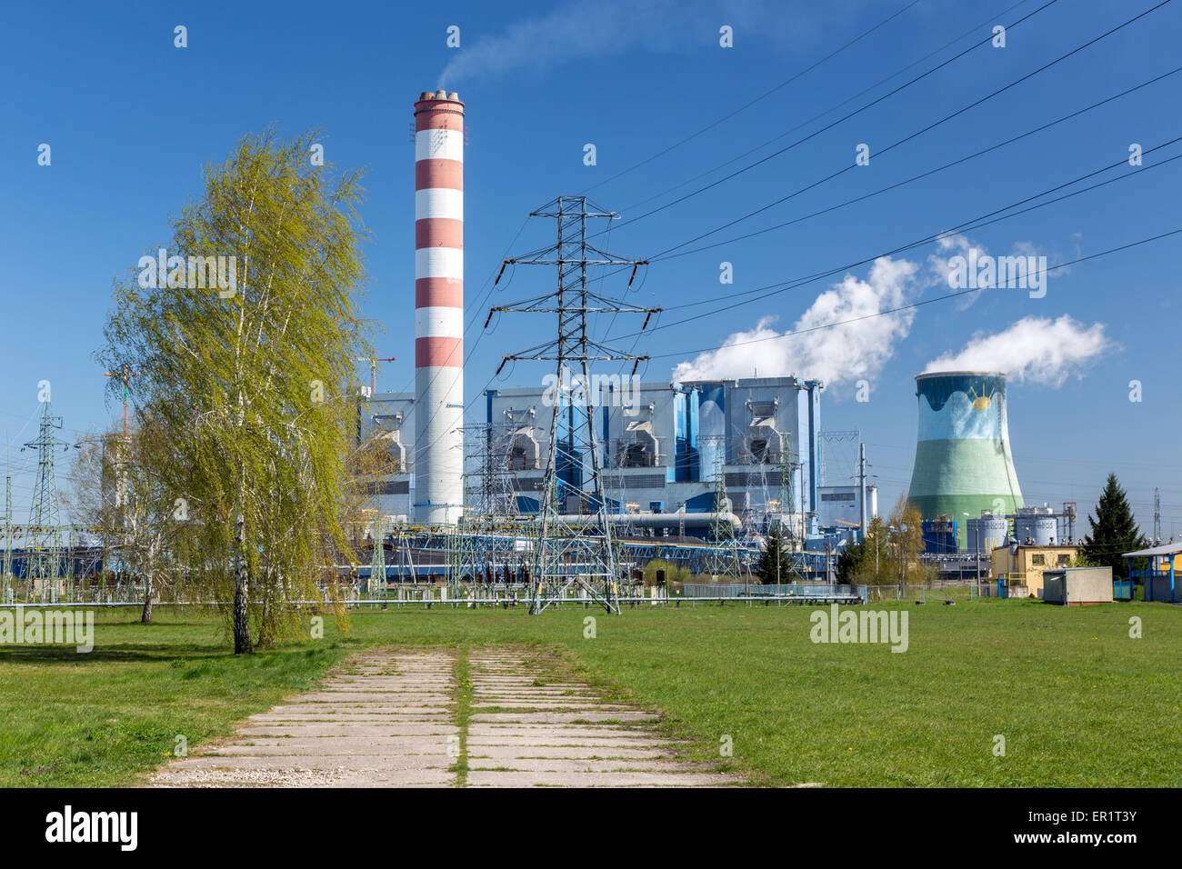 The powerlines at the power station in Poland Opole Stock Photo - Alamy