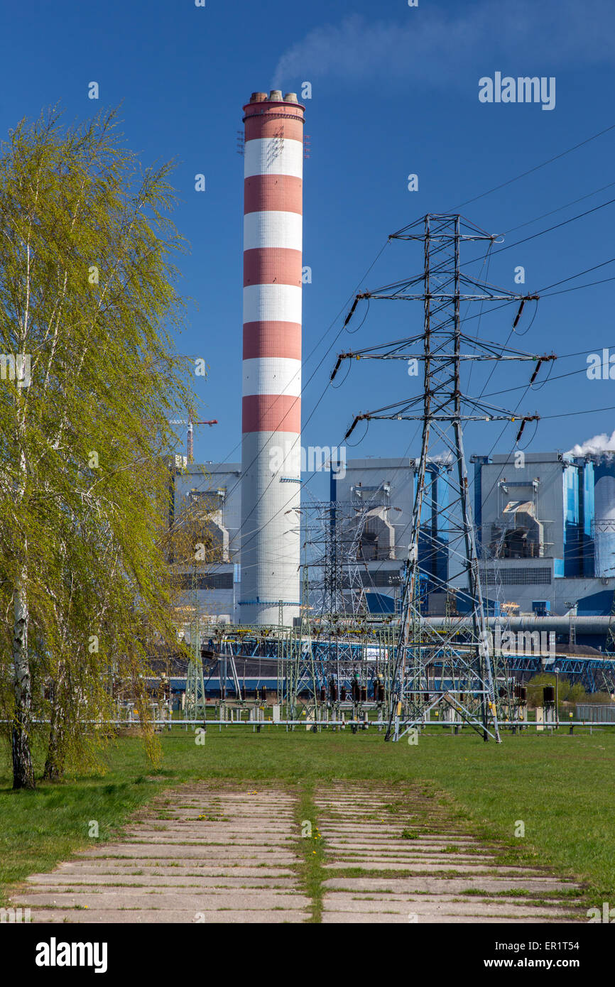 The powerlines at the power station in Poland Opole Stock Photo - Alamy
